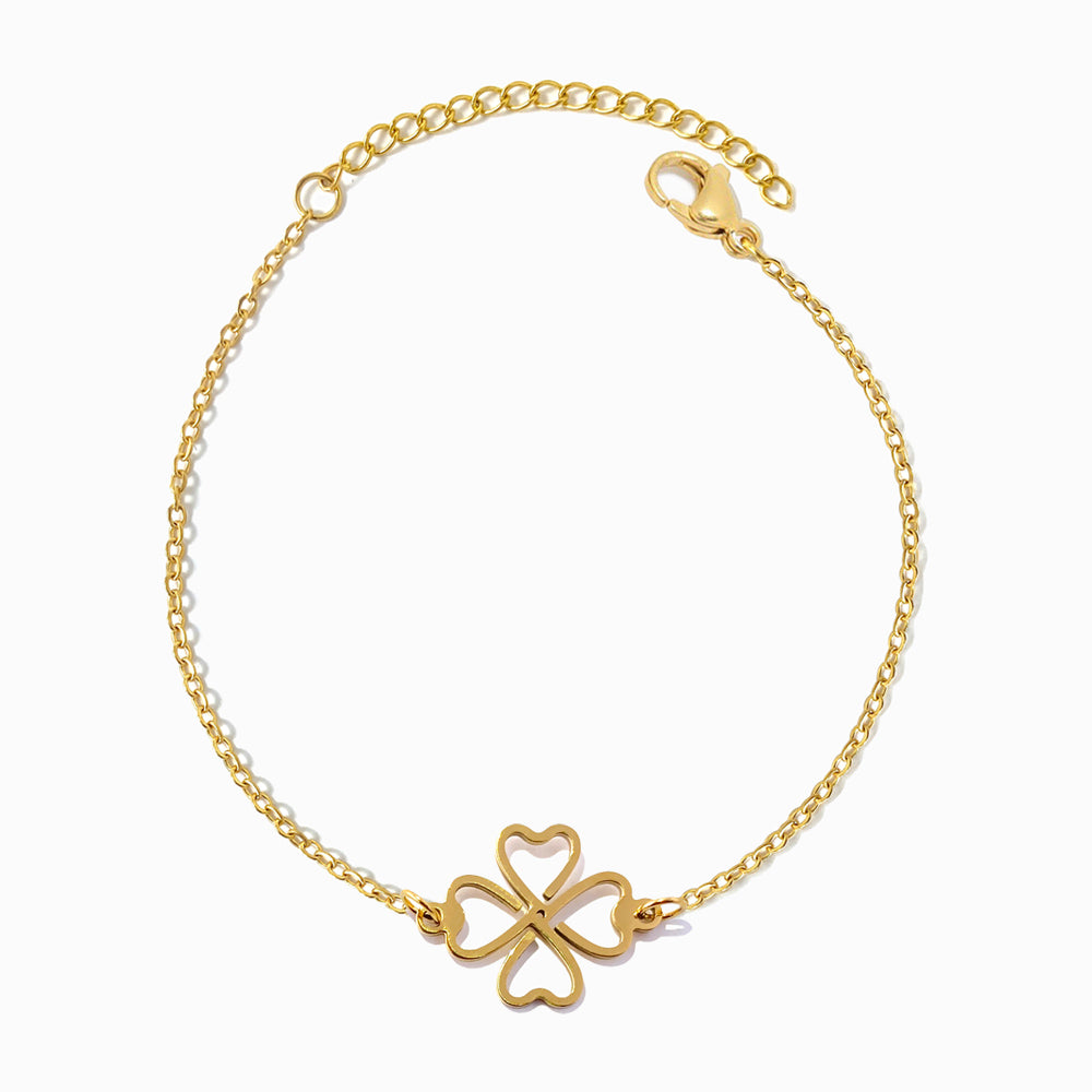 Pulseira Trevo de Coração SL2344 - Aço Inox – ellabiju